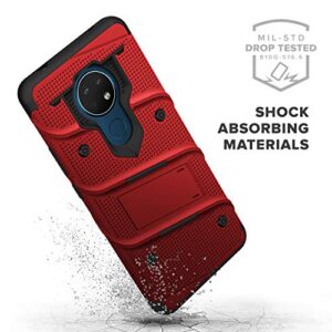 ZIZO Bolt Series for Nokia C5 Endi Case with Screen Protector Kickstand Holster Lanyard - Red & Black