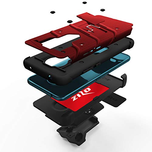 ZIZO Bolt Series for Nokia C5 Endi Case with Screen Protector Kickstand Holster Lanyard - Red & Black