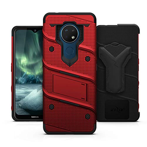 ZIZO Bolt Series for Nokia C5 Endi Case with Screen Protector Kickstand Holster Lanyard - Red & Black