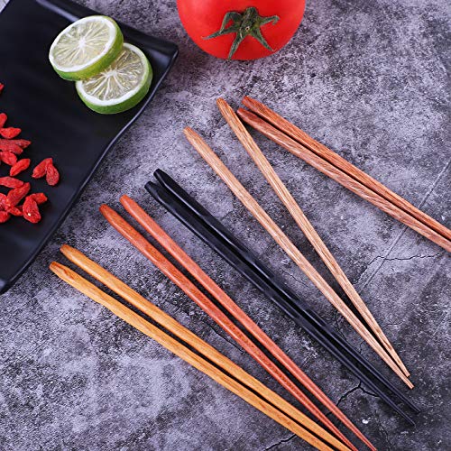 Antner 5 Pairs Natural Wood Chopsticks Reusable Japanese Style Chopstick Gift Sets, Classic Hardwood Chopsticks Dishwasher Safe, 8.8 Inch/22.5cm