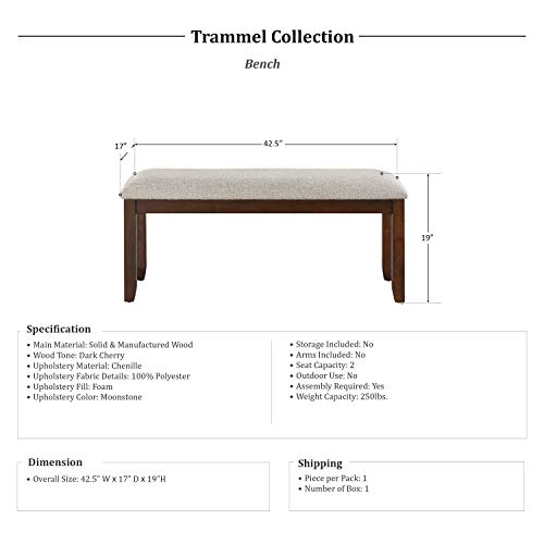 Lexicon Trammel Dining Bench, Cherry