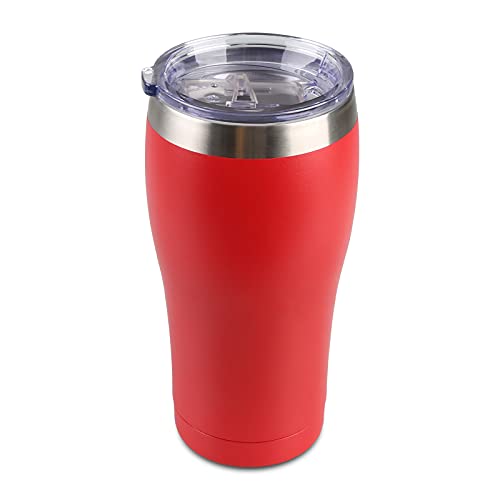 Tahoe Trails 20 oz Insulated Stainless Steel Tumbler with Slider Lid, Vacuum Insulated Double Wall Coffee Travel Mug Cup, Great for Cold or Hot Drinks, Red