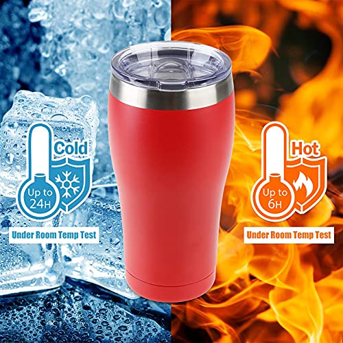 Tahoe Trails 20 oz Insulated Stainless Steel Tumbler with Slider Lid, Vacuum Insulated Double Wall Coffee Travel Mug Cup, Great for Cold or Hot Drinks, Red