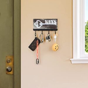 J JACKCUBE DESIGN - Wall Mount Rustic Wood and Metal Key Holder with 4 Hooks, Decorative Key Hook, Hanging Organizer Rack for Entryway House Office - MK589A