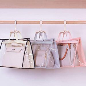 Vercord Clear PVC Handbag Dust-Free Cover Moistureproof Purse Storage Bag Organizer with Handle Zipper Space-Save Holder for Closet Beige XXL