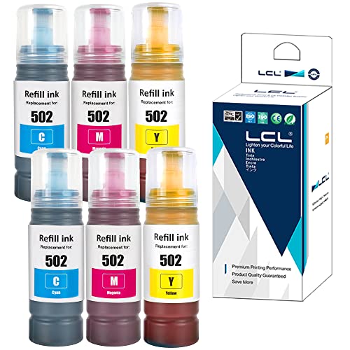 LCL Compatible Refill Ink Bottle Replacement for 502 T502 T502220 T502320 T502420 ET-2700 ET-2750 ET-3700(6-Pack,2C2M2Y)