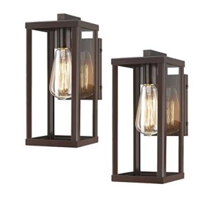 odeums outdoor wall lantern, exterior wall mount lights, outdoor wall sconces, wall lighting fixture in oil rubbed finish with clear glass (oil rubbed bronze-wall light, 2 pack)