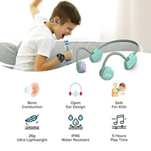 myFirst Bone Conduction Headphone Wireless - Open Ear Design Official Headphones with Bluetooth Wireless IPX6 Flexible Waterproof for Kids/Adults (Green)