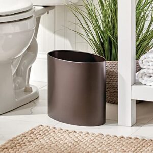 mDesign Stainless Steel Metal Oval Trash Can, Small 2.09 Gallon Wastebasket, Garbage Basket Bin for Bathroom, Bedroom, Kitchen, or Home Office, Holds Waste and Recycle, Mirri Collection, Bronze