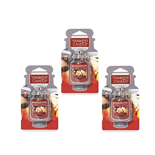 Yankee Candle Apple Pumpkin Car Jar Ultimate Hanging Odor Neutralizing Air Freshener Scent (Pack of 3)