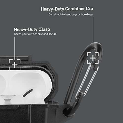 PELICAN - Marine Series Case - Compatible with AirPods 1-2 - Waterproof - Military Drop Protection - Black