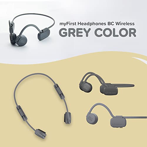 myFirst Bone Conduction Headphone Wireless - Open Ear Design Official Headphones with Bluetooth Wireless IPX6 Flexible Waterproof for Kids/Adults (Gray)