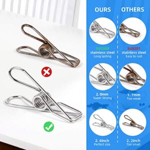 Heavy Duty Clothes Pins for Hanging Clothes, Stainless Steel Clothespins for Landry, Metal Clothes Clips, Clothes Pegs