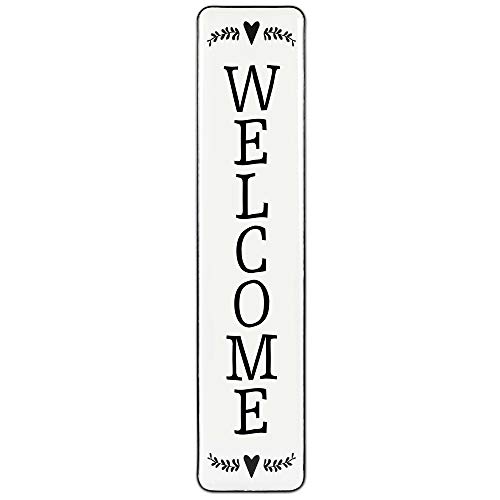 Large Vertical Metal Welcome Sign for Front Door - Waterproof Welcome Porch Sign - Freestanding Farmhouse Hanging Decor 36.5" x 8" - Rustic Design for All Seasons - Perfect Way to Welcome Friends and Family