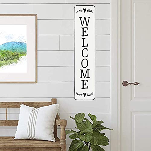 Large Vertical Metal Welcome Sign for Front Door - Waterproof Welcome Porch Sign - Freestanding Farmhouse Hanging Decor 36.5" x 8" - Rustic Design for All Seasons - Perfect Way to Welcome Friends and Family