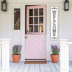 Large Vertical Metal Welcome Sign for Front Door - Waterproof Welcome Porch Sign - Freestanding Farmhouse Hanging Decor 36.5" x 8" - Rustic Design for All Seasons - Perfect Way to Welcome Friends and Family