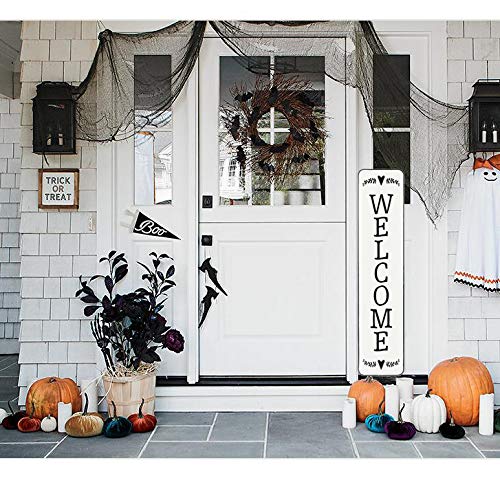 Large Vertical Metal Welcome Sign for Front Door - Waterproof Welcome Porch Sign - Freestanding Farmhouse Hanging Decor 36.5" x 8" - Rustic Design for All Seasons - Perfect Way to Welcome Friends and Family