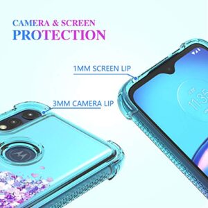 M MAIKEZI for Moto E 2020 case, Motorola Moto E Phone case with HD Screen Protector, Gradient Quicksand Glitter Bling Flowing Liquid Protective Cute Case for Motorola Moto E (2020) (Teal Purple)