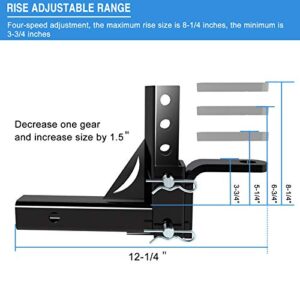 Sulythw Adjustable Trailer Hitch, Adjustable Hitch 2 inch Receiver, 8 Position 5,000 LB Capacity Heavy Duty Adjustable Drop Hitch