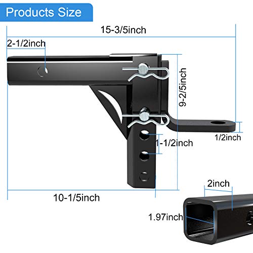 Sulythw Adjustable Trailer Hitch, Adjustable Hitch 2 inch Receiver, 8 Position 5,000 LB Capacity Heavy Duty Adjustable Drop Hitch