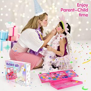 Tomons Kids Makeup Kit for Girls Princess Real Washable Cosmetic Pretend Play Toys with Mirror - Safety Tested- Non Toxic