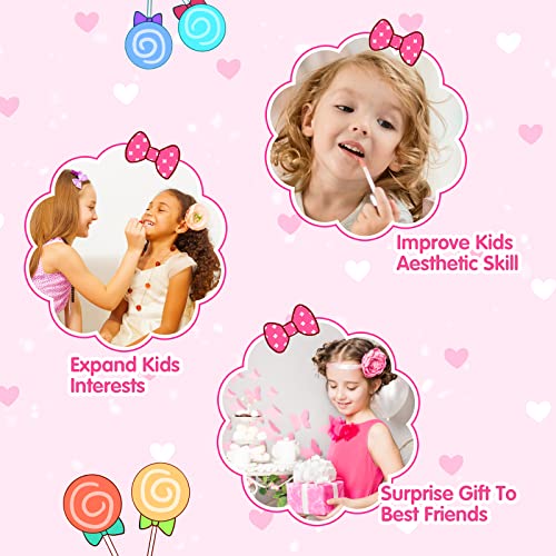 Tomons Kids Makeup Kit for Girls Princess Real Washable Cosmetic Pretend Play Toys with Mirror - Safety Tested- Non Toxic