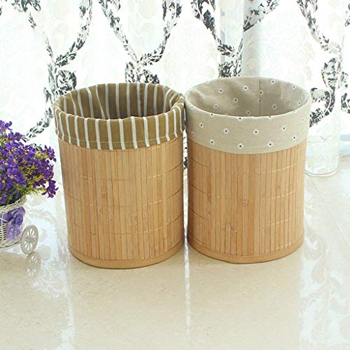 homozy Foldable Bamboo Dustbin Rubbish Waste Bin - Flower