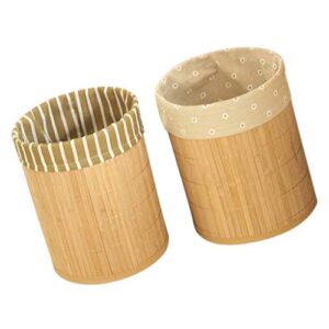 homozy Foldable Bamboo Dustbin Rubbish Waste Bin - Flower