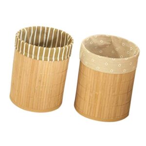 homozy Foldable Bamboo Dustbin Rubbish Waste Bin - Flower