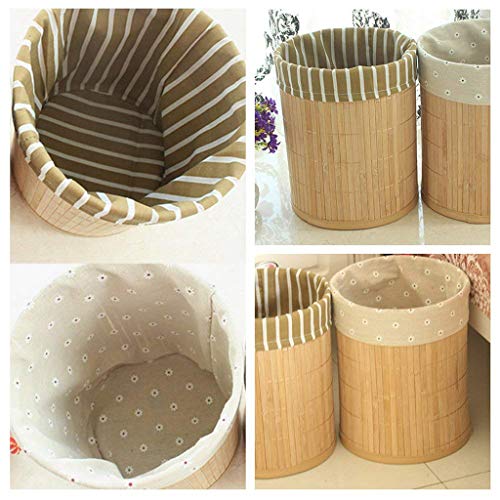 homozy Foldable Bamboo Dustbin Rubbish Waste Bin - Flower