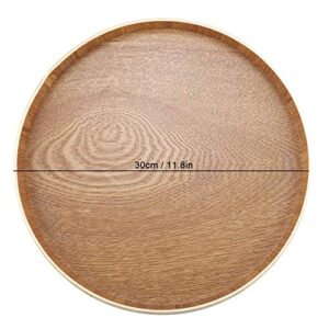 Serving Tray, Dinner plate Wooden Round Serving Basket for Tea Set Fruits Candies Food Home Decoration (30 cm)