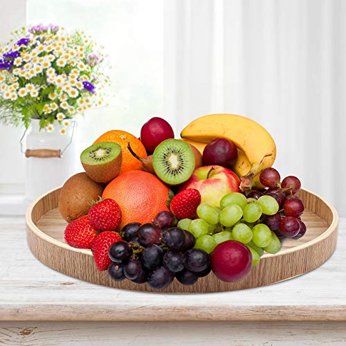 Serving Tray, Dinner plate Wooden Round Serving Basket for Tea Set Fruits Candies Food Home Decoration (30 cm)