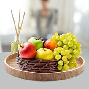 Serving Tray, Dinner plate Wooden Round Serving Basket for Tea Set Fruits Candies Food Home Decoration (30 cm)