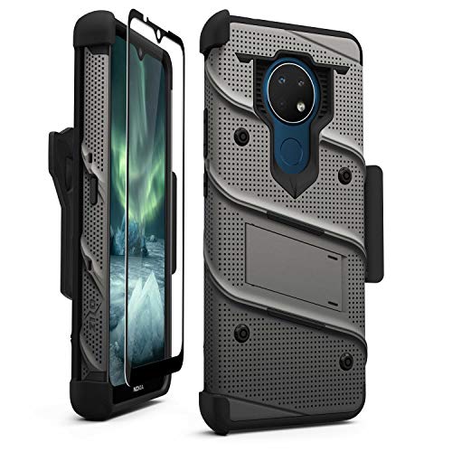 ZIZO Bolt Series for Nokia C5 Endi Case with Screen Protector Kickstand Holster Lanyard - Gun Metal Gray & Black