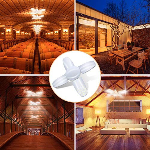 Garage Lighting Exulight 2 Pack 60W LED Garage Lights 3500K Warm White, Dimmable Light Bulbs Deformable Work Light,E26/E27 Shop Lights for Garage Loft Warehouse Workshop