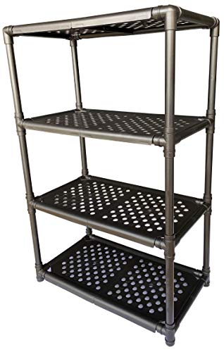 Cutequeen 12.6"×23.6"×36.2" 4-Shelf Tier Plastic Multi-Purpose Tool Holder Storage Shelf Shoe Storage Rack Light Duty Garage Storage Indoor and Outdoor (12.6"×23.6"×36.2")