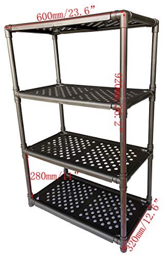 Cutequeen 12.6"×23.6"×36.2" 4-Shelf Tier Plastic Multi-Purpose Tool Holder Storage Shelf Shoe Storage Rack Light Duty Garage Storage Indoor and Outdoor (12.6"×23.6"×36.2")