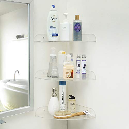 MyGift Premium Clear Acrylic Small Corner Shelf, Wall Hanging Display Floating Shelves, Set of 3