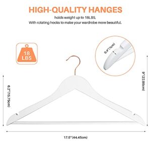 Smartor Wooden Hangers 20 Pack, Sturdy Coat Hangers for Closet, Quality Non Slip Hangers, Premium Heavy Duty Hangers, Durable Coat Hanger, Pants Hanger, Suit Hangers, with 360° Rotating Hook, White