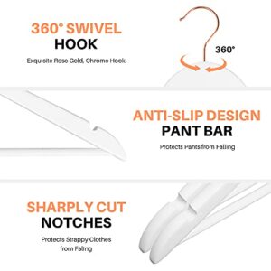 Smartor Wooden Hangers 20 Pack, Sturdy Coat Hangers for Closet, Quality Non Slip Hangers, Premium Heavy Duty Hangers, Durable Coat Hanger, Pants Hanger, Suit Hangers, with 360° Rotating Hook, White