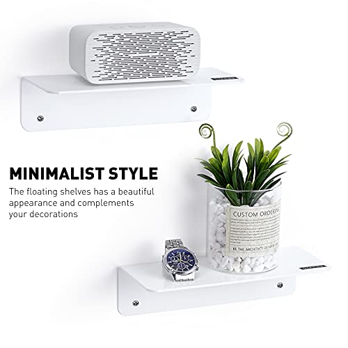 OAPRIRE Small Floating Wall Shelves Set of 4 - Easily Expand Wall Space - 9 Inch Acrylic Wall Shelf for Bedroom, Living Room, Bathroom, Office, Gaming Room with Cable Clips (4, White)