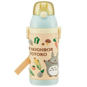 skater sspv4_494567 children's water bottle, one push straw bottle, stainless steel, 12.8 fl oz (380 ml), ghibli my neighbor totoro, light color, diameter 2.8 x height 8.1 inches (72 x 206 mm), 3d