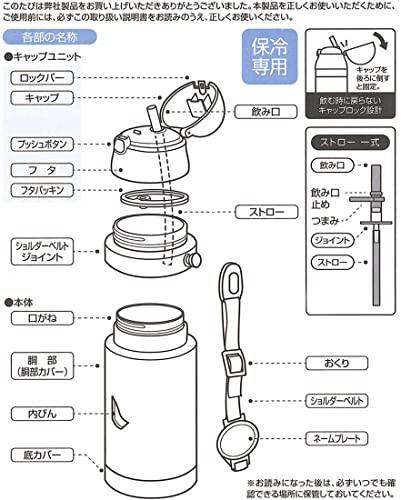 Skater SSPV4_494567 Children's Water Bottle, One Push Straw Bottle, Stainless Steel, 12.8 fl oz (380 ml), Ghibli My Neighbor Totoro, Light Color, Diameter 2.8 x Height 8.1 inches (72 x 206 mm), 3D