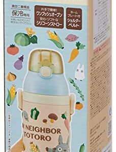 Skater SSPV4_494567 Children's Water Bottle, One Push Straw Bottle, Stainless Steel, 12.8 fl oz (380 ml), Ghibli My Neighbor Totoro, Light Color, Diameter 2.8 x Height 8.1 inches (72 x 206 mm), 3D