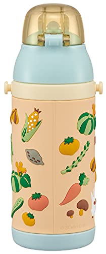 Skater SSPV4_494567 Children's Water Bottle, One Push Straw Bottle, Stainless Steel, 12.8 fl oz (380 ml), Ghibli My Neighbor Totoro, Light Color, Diameter 2.8 x Height 8.1 inches (72 x 206 mm), 3D