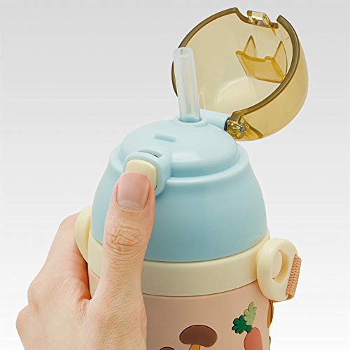 Skater SSPV4_494567 Children's Water Bottle, One Push Straw Bottle, Stainless Steel, 12.8 fl oz (380 ml), Ghibli My Neighbor Totoro, Light Color, Diameter 2.8 x Height 8.1 inches (72 x 206 mm), 3D