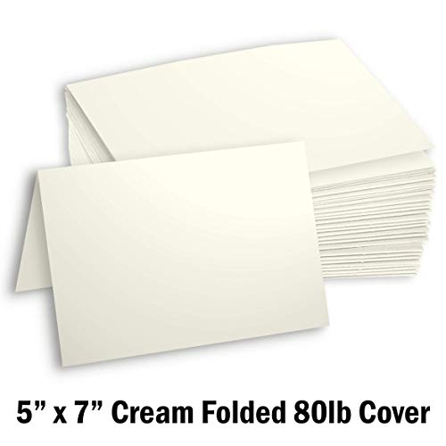 Hamilco Blank Greeting Cards 5x7 Folded Cream Card stock 80 lb Cover 100 Pack