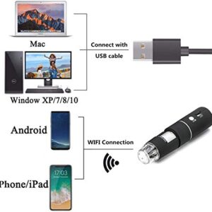 Wireless Digital Microscope USB Microscope Camera 50X to 1000X 8 LED Light WiFi Handheld Zoom Magnification Magnifier for PC, Android Smartphone, iPhone