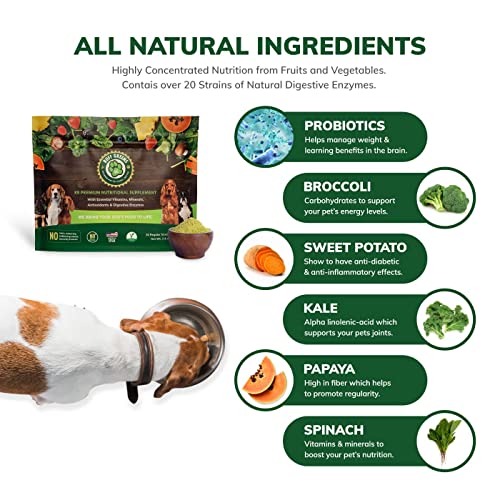 Ruff Greens - Vitamin & Mineral Supplement, Nutritional Support for Dogs, Probiotics for Dogs, Dog Vitamin Powder, Nutritionally Pure Superfood for Pets, 7.4 Ounce