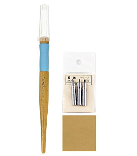 Tachikawa Pen Nib Holder(T-40) + Nikko G Pen Nib, Pack of 3,and Anti Rust Paper included